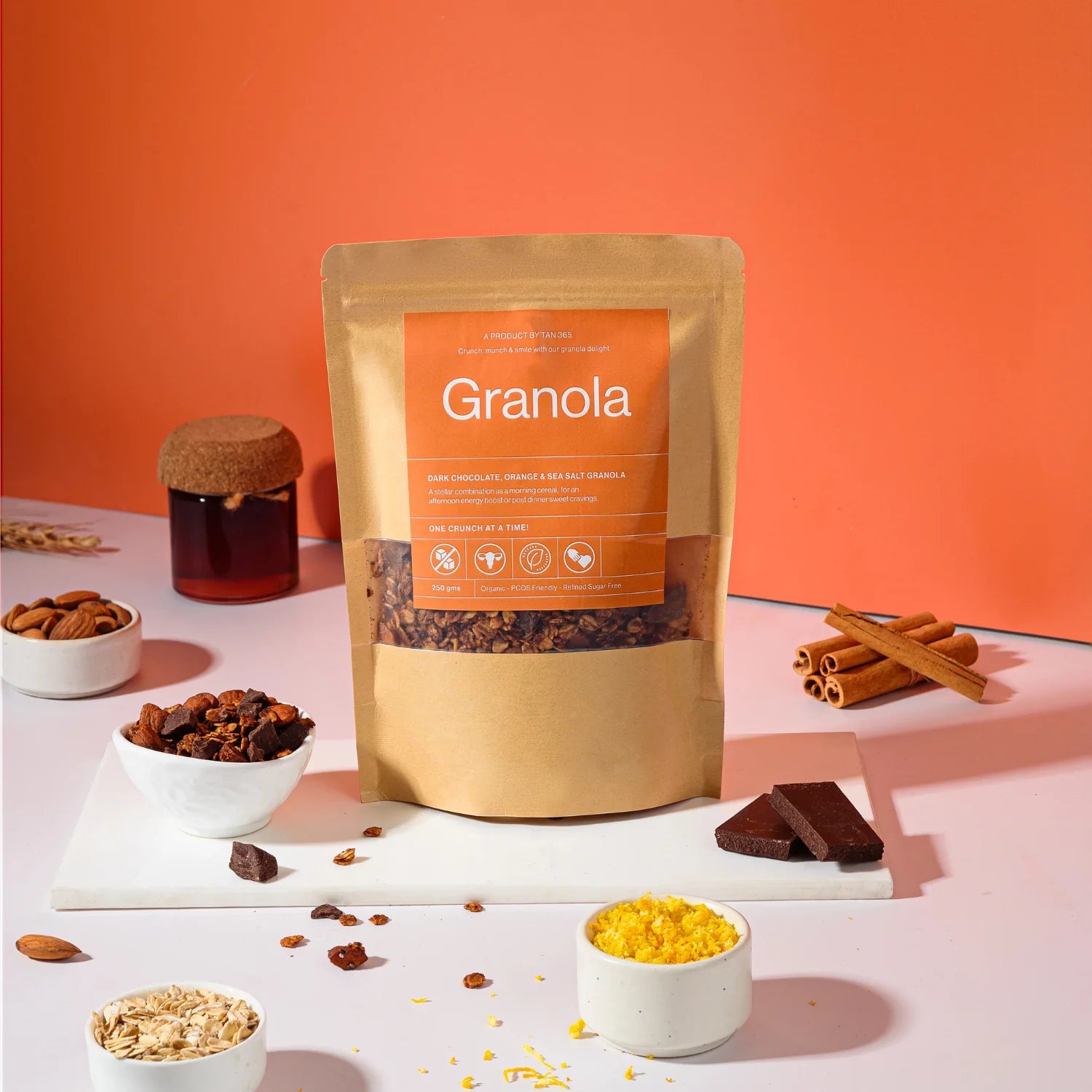 Dark Chocolate, Orange & Sea Salt Granola – TAN | 365 Health & Wellness LLP